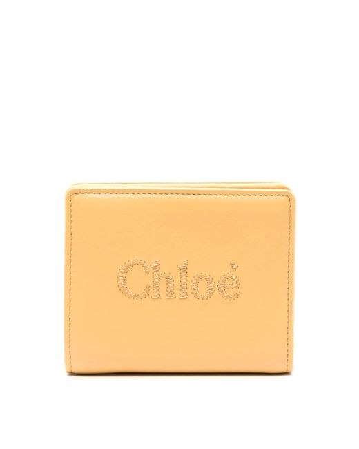 Chloé Front Logo Wallet in Natural | Lyst