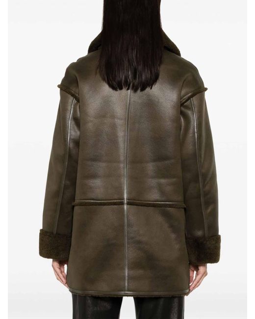 Urbancode Vegan Leather Sheepskin Jacket in Brown | Lyst
