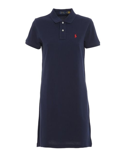 Polo Ralph Lauren Logo Embroidery Dress in Blue | Lyst UK