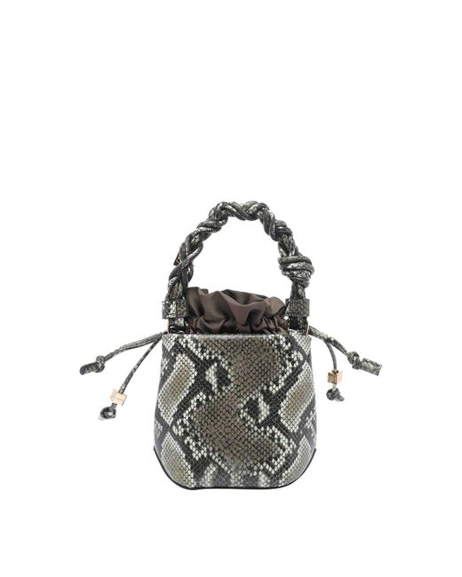 Ganni Mini Bou Snake Bucket Bag in Metallic | Lyst