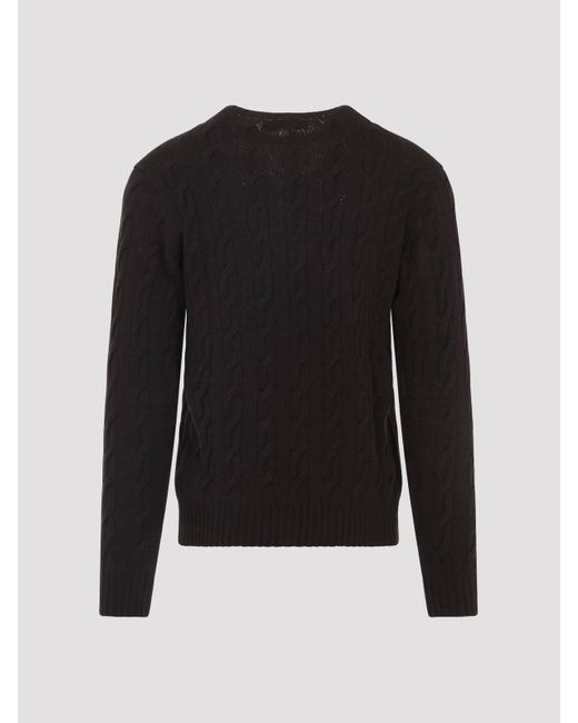 Ralph Lauren Cable Pullover in Black for Men | Lyst UK