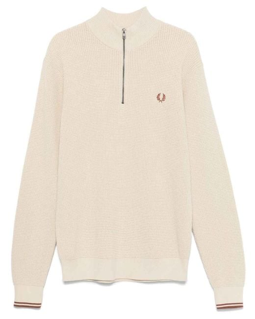 Fred Perry Waffle Stitch Half Zip Jumper in Gray for Men | Lyst