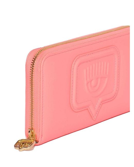 Chiara Ferragni Eyelike Wallet Zip Around in Pink | Lyst UK