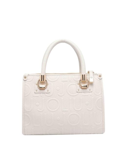Liu Jo Small Logo Handbag in Natural | Lyst UK