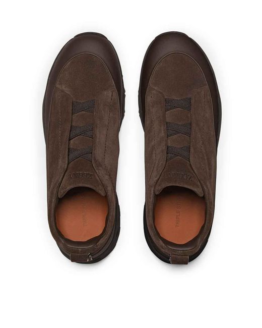 ZEGNA Triple Stitch Monte Sneakers in Brown for Men | Lyst UK