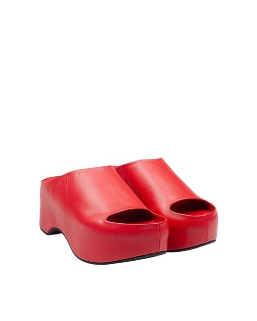 Marni Slide With Chunky Clog in Red | Lyst