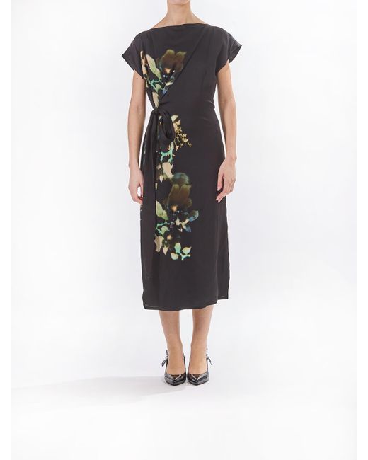 Paul Smith Midi Dress Foulard Printing in Black | Lyst UK