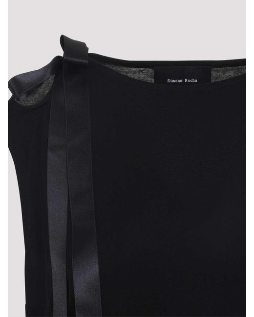 Simone Rocha Bow Ribbon Midi Dress in Black | Lyst UK