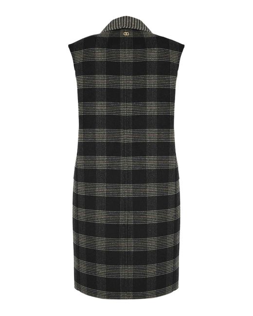 Twinset Long Reversible Wool Vest in Black | Lyst UK