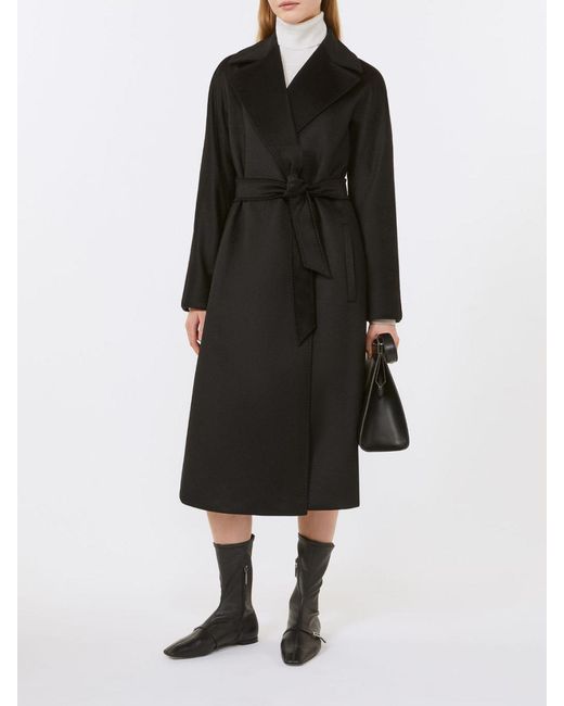 Max Mara Euclide Cashmere Dressing Gown Coat in Black | Lyst