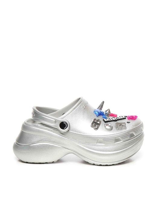 Balenciaga X Crocs Platform Embellished Mules in White | Lyst