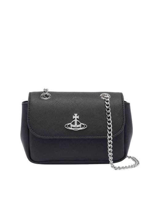 Vivienne Westwood Small Logo Shoulder Bag in Black | Lyst