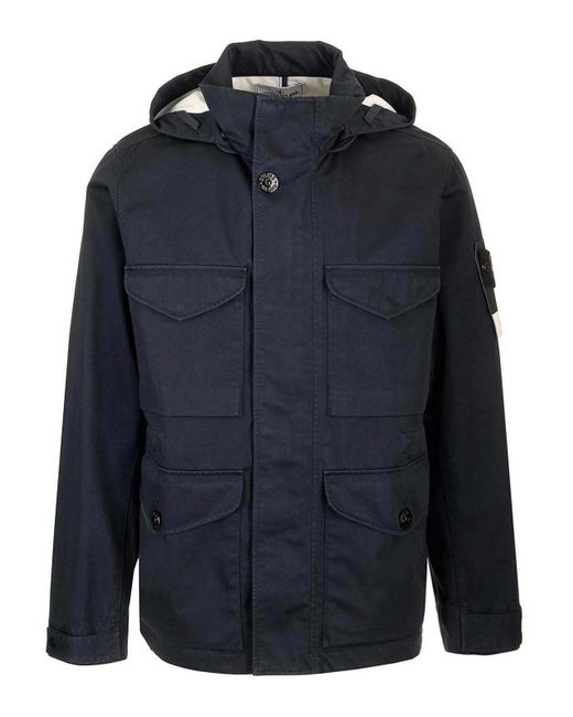 Stone Island Field Jacket in Blue for Men | Lyst