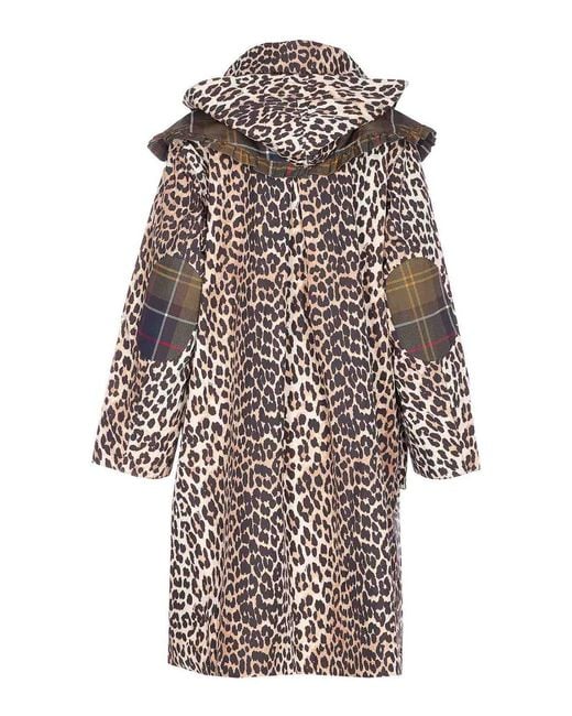 Barbour Leopard Print Parka in White | Lyst UK