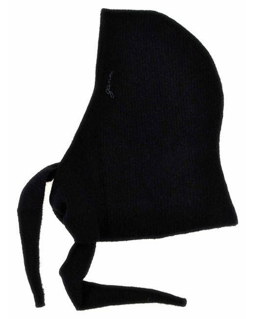 Ganni Logo Embroidery Balaclava in Black | Lyst UK
