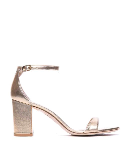 Stuart Weitzman Nudistarc Block Sandals in Natural | Lyst