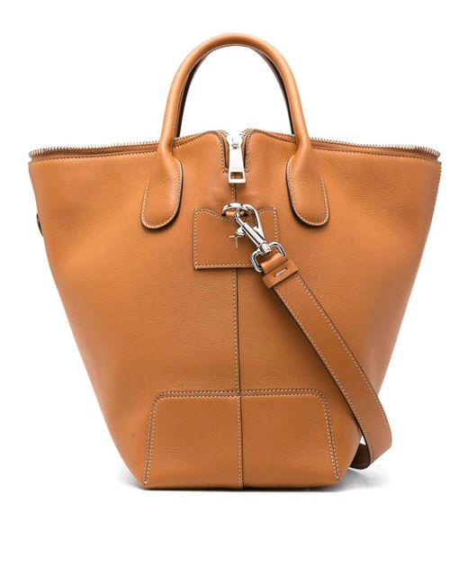 Tod's Di Bag Swing Medium Leather Tote in Brown | Lyst