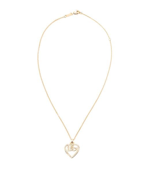 Dolce & Gabbana Heart And Logo Necklace in White | Lyst UK