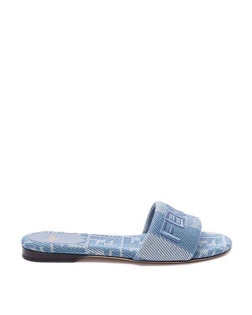 Fendi Ffdenim Slides in Blue | Lyst