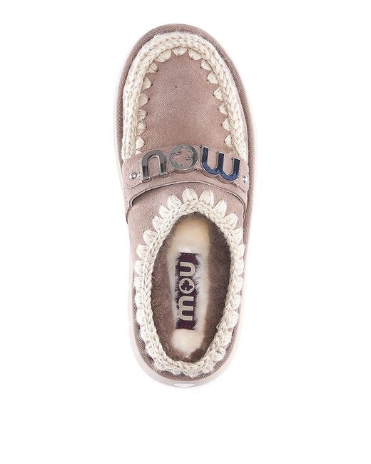 Mou Suede Platform Mules Clogs in Gray | Lyst