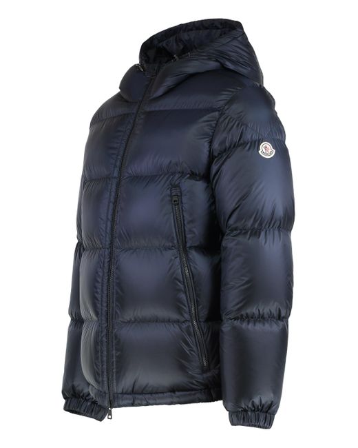 Moncler Short Down Jacket Rivau With Hood in Blue for Men | Lyst UK