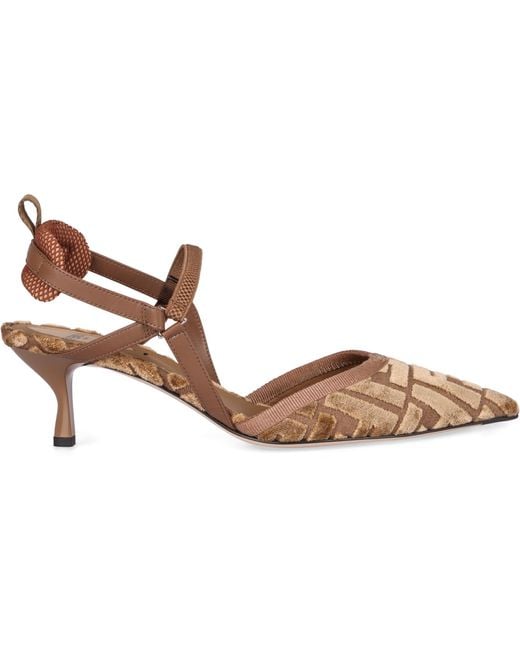 Fendi Colibrì Lite Pointy-Toe Slingbacks in Brown | Lyst