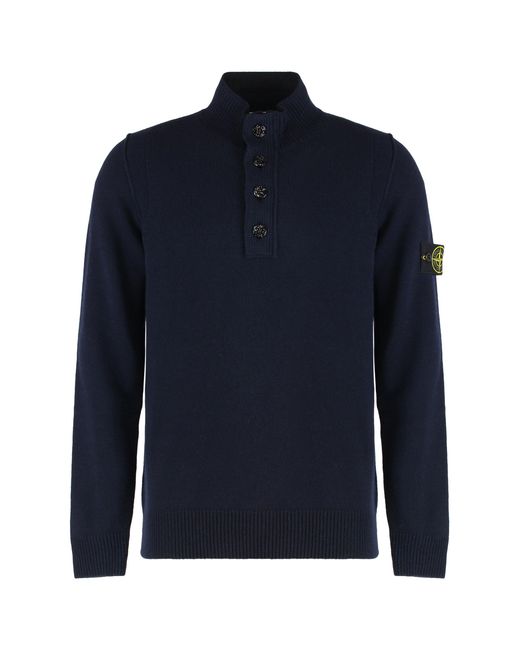 Stone Island Wool Blend Sweater in Blue | Lyst UK