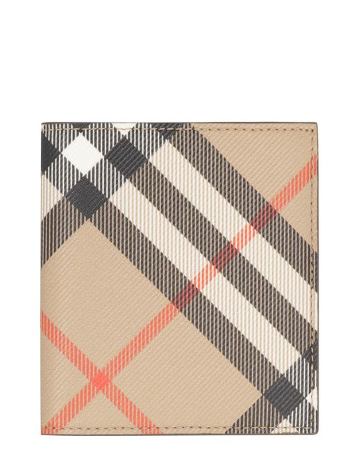 Burberry Check Print Mini Wallet For in Natural for Men | Lyst UK