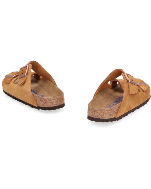Birkenstock Arizona Suede Slides in Brown for Men | Lyst