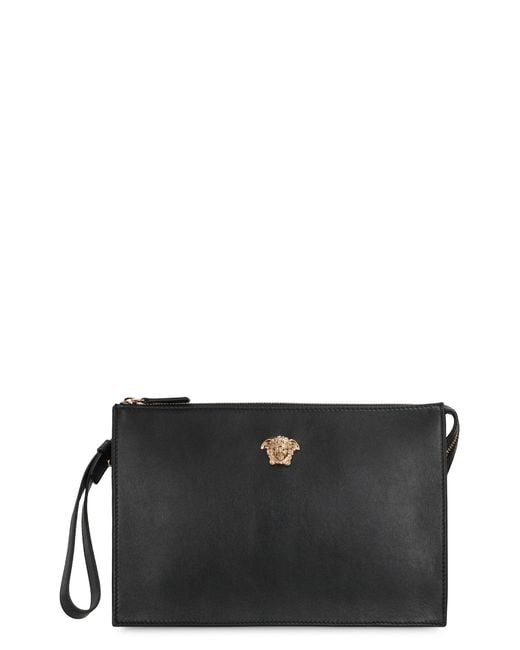 Versace Pouch La Medusa In Leather in Black for Men | Lyst