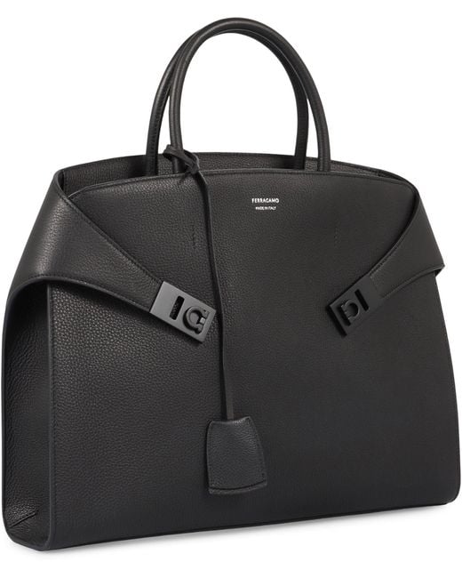 Ferragamo Hug Leather Work Bag in Black for Men | Lyst