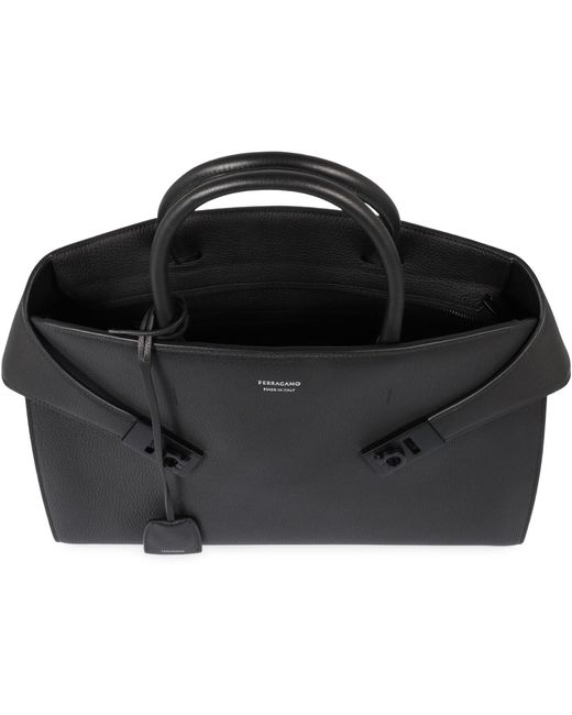 Ferragamo Hug Leather Work Bag in Black for Men | Lyst