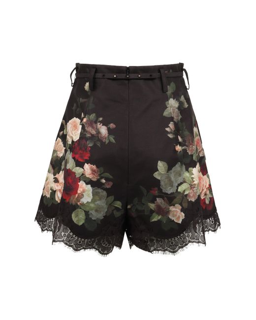 Zimmermann Short With Lace Finish Hypnotic in Black | Lyst UK