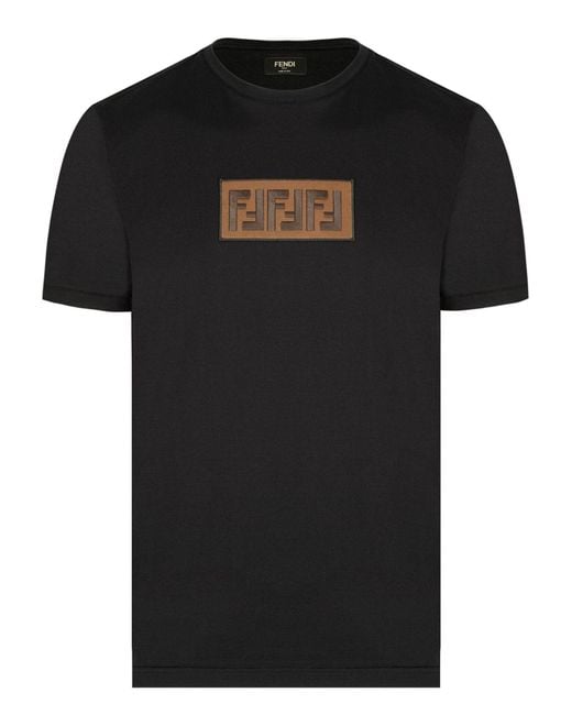 Fendi Ff Chest Panel Logo T-Shirt in Black for Men | Lyst