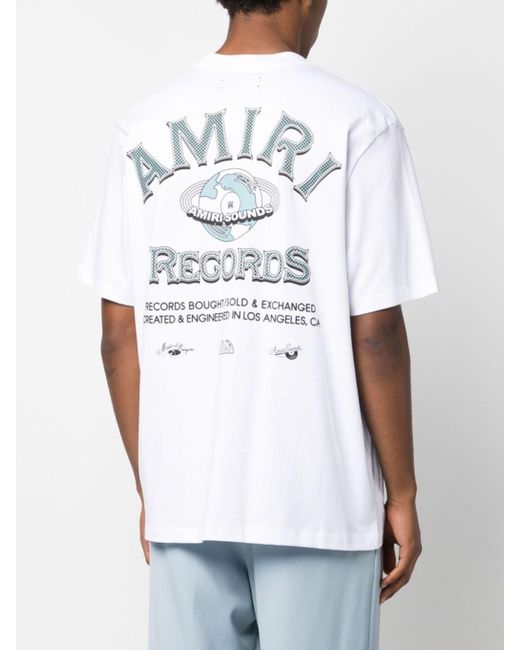 Amiri Global Records Logo Printed T-Shirt in White for Men | Lyst