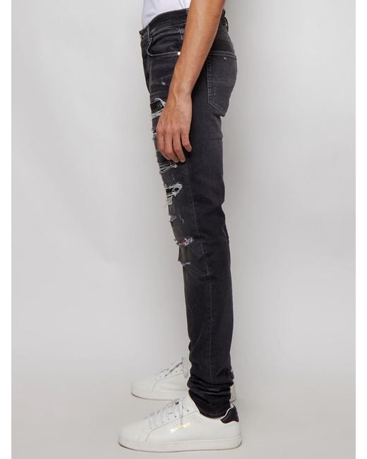 Amiri Bandana Thrasher Ripped Jeans in Gray for Men | Lyst