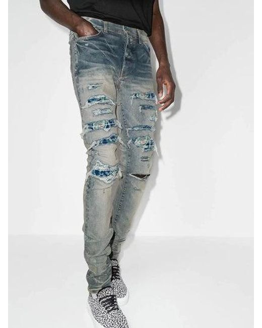 Amiri Pj Thrasher Distressed Effect Ripped Jeans in Blue for Men | Lyst UK