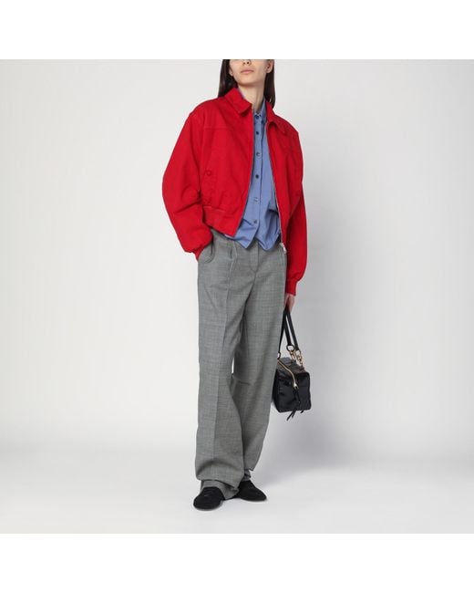 Prada Bomber Jacket In Canvas in Red | Lyst UK