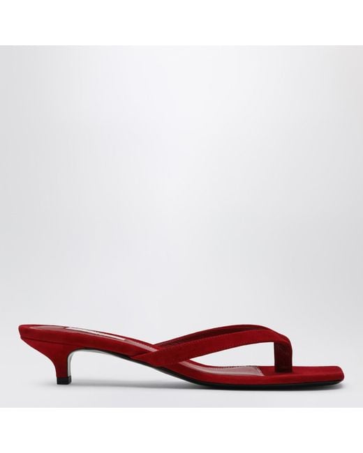 TOTEME Thong Sandal With Heel In Suede in Red | Lyst UK