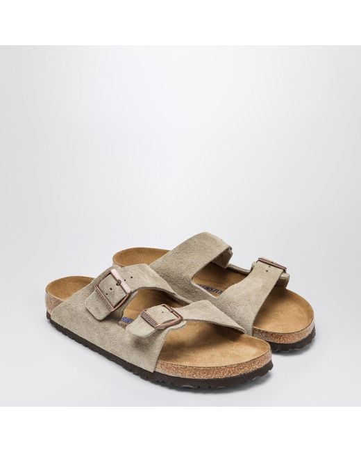 Birkenstock Taupe Suede Arizona Slide in Brown for Men | Lyst UK