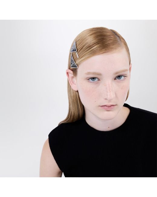Prada Hair Clip With Logo in Metallic | Lyst UK