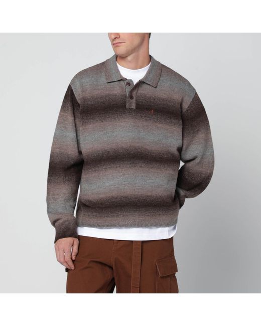 AWAKE NY Striped Polo Sweater in Grey for Men | Lyst UK