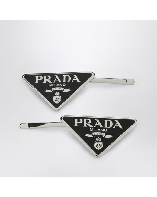 Prada Hair Clip With Logo in Metallic | Lyst UK