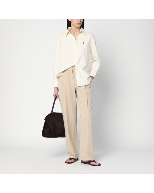 Polo Ralph Lauren Cream Colour Oversize-Fit Shirt in Natural | Lyst