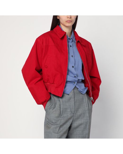 Prada Bomber Jacket In Canvas in Red | Lyst UK