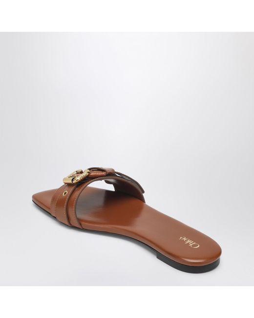 Chloé Clay Low Heel Shoes In Leather in Brown | Lyst