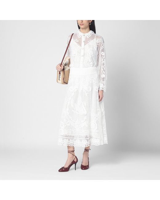 FARM Rio Swan Lake Lace Shirt in White | Lyst