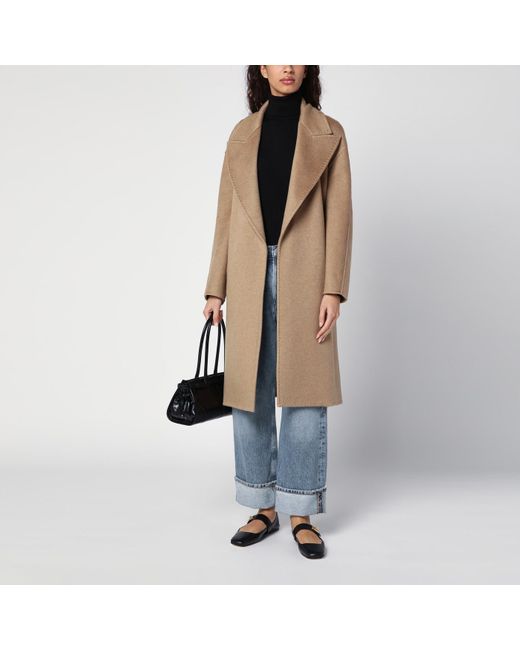 Max Mara Deconstructed Cashmere Coat in Natural | Lyst