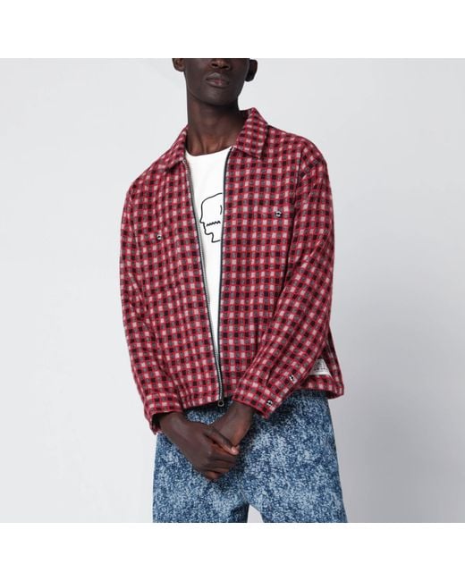 Brain Dead Check Overshirt in Red for Men | Lyst UK