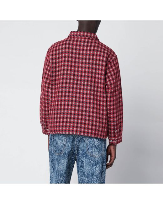 Brain Dead Check Overshirt in Red for Men | Lyst UK